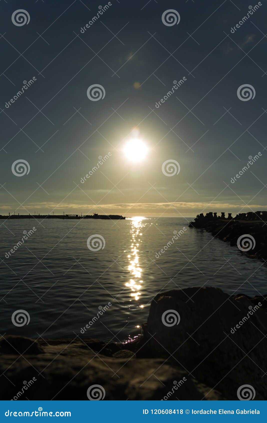 Sun reflected in the sea stock photo. Image of shore - 120608418