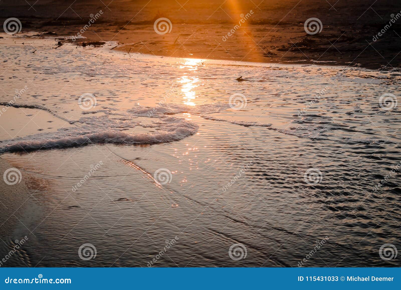 Sunset Over a Tide Pool on the Beach Stock Image - Image of tourism ...