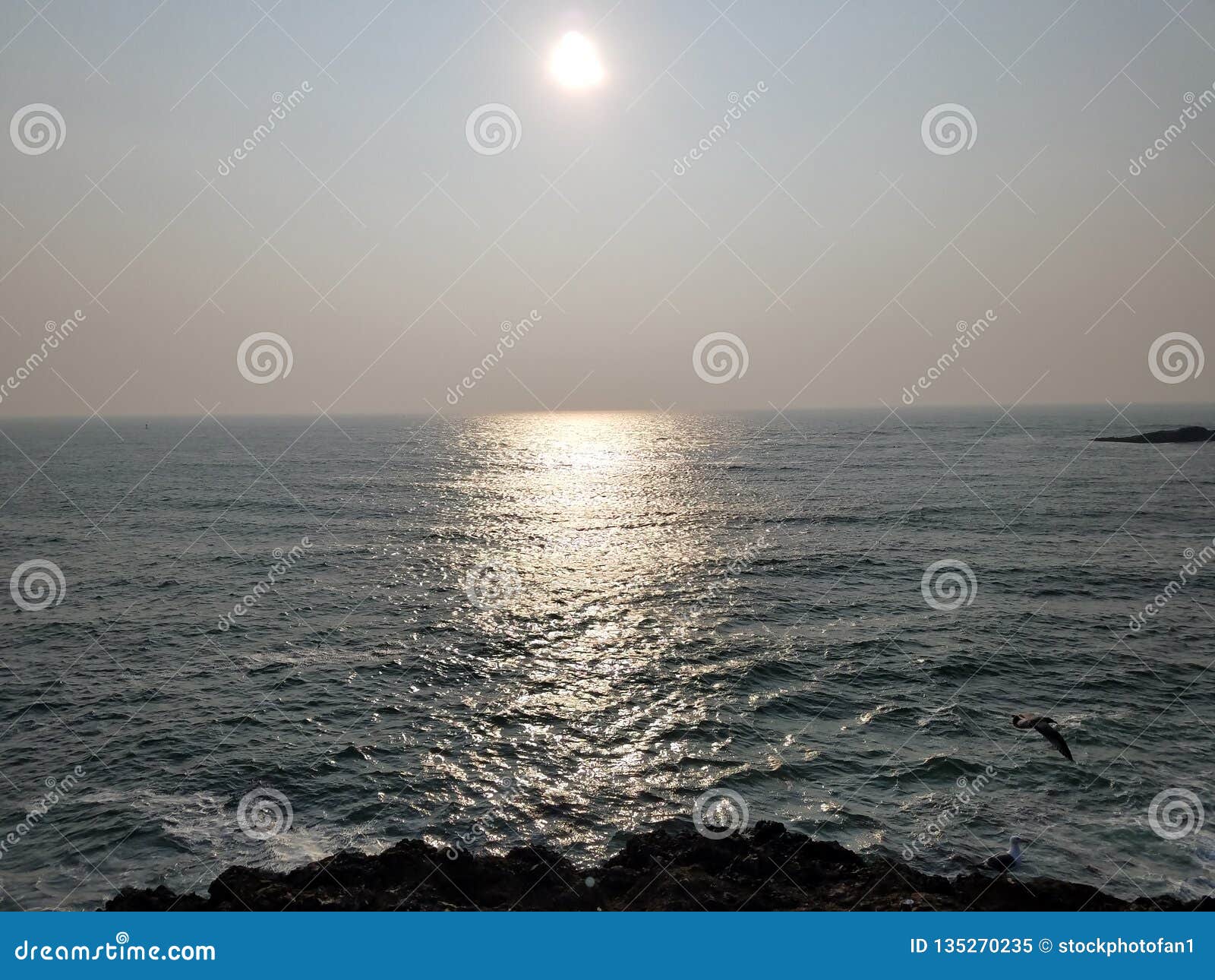 Sun with Reflection Over Ocean or Sea Water Stock Image - Image of ...