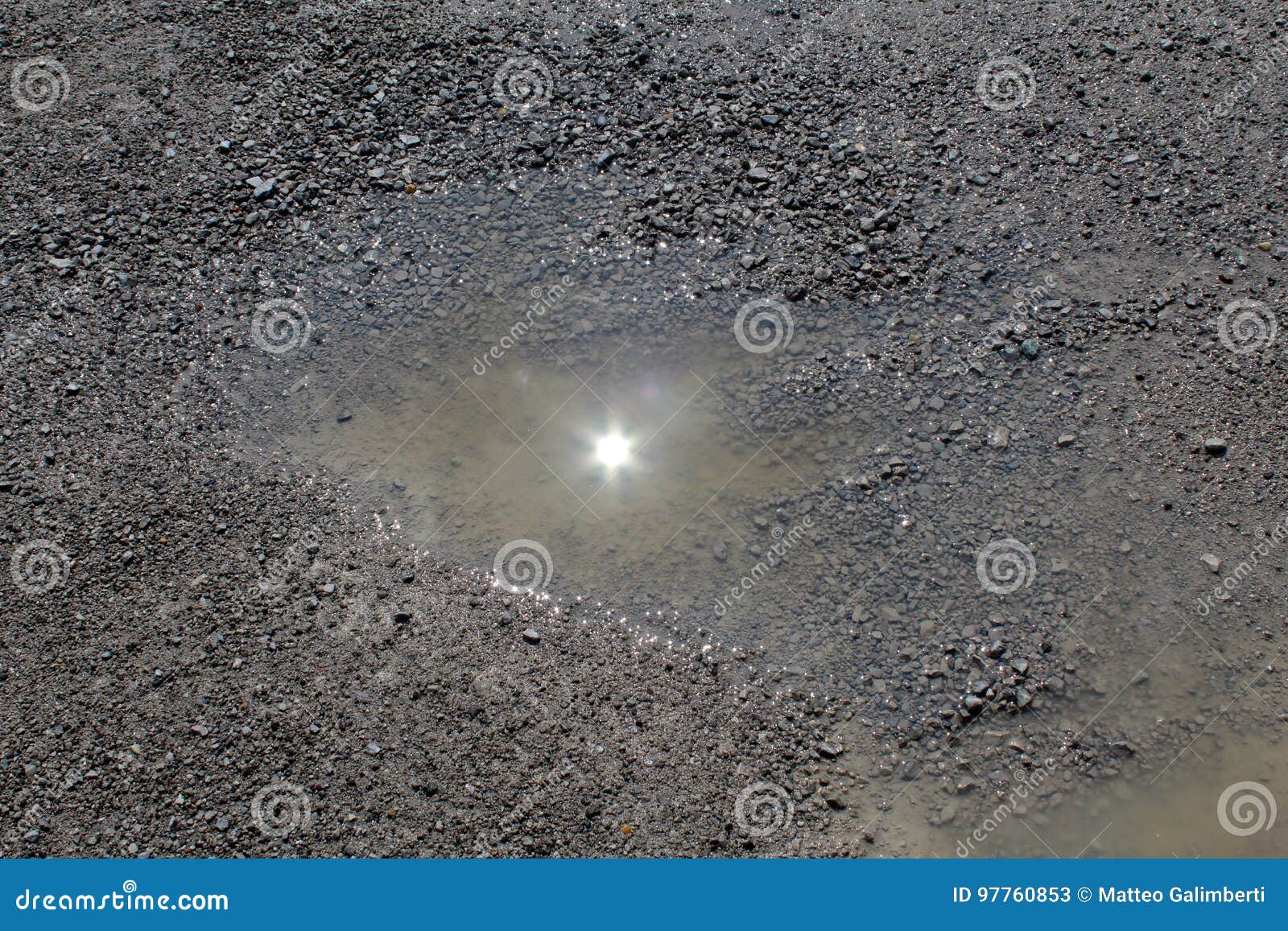 Sun Reflection in a Small Pothole Stock Image - Image of filled, road ...
