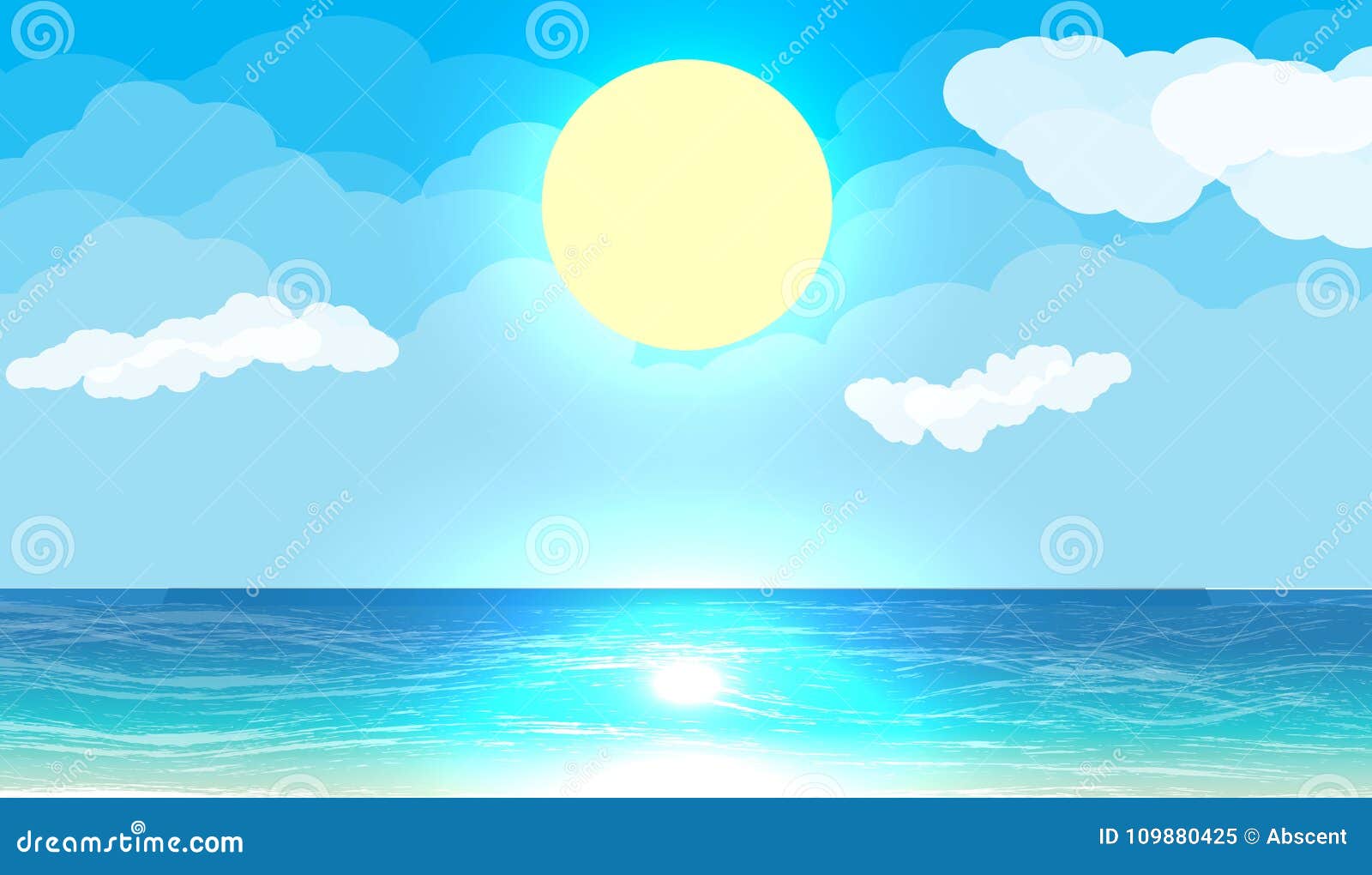 Sun with Reflection in Water. Stock Vector - Illustration of scenery ...