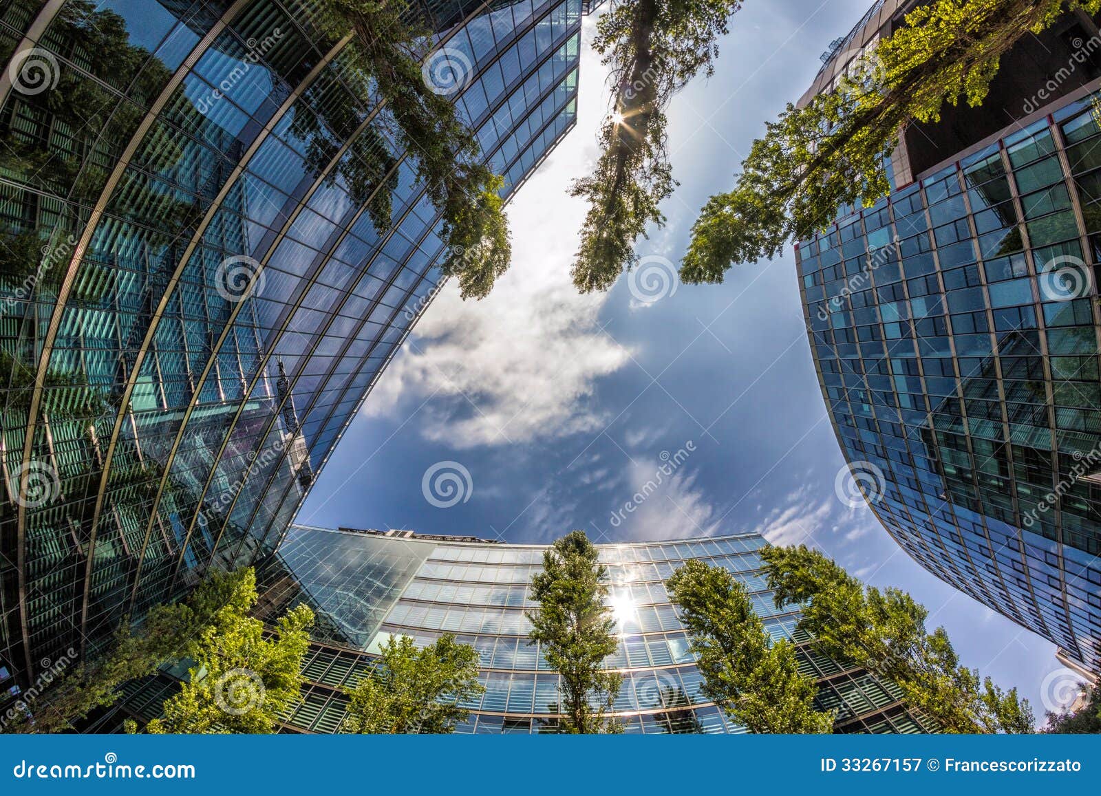 Sun Reflections on Modern Buildings in Berlin, Germany Stock Image ...