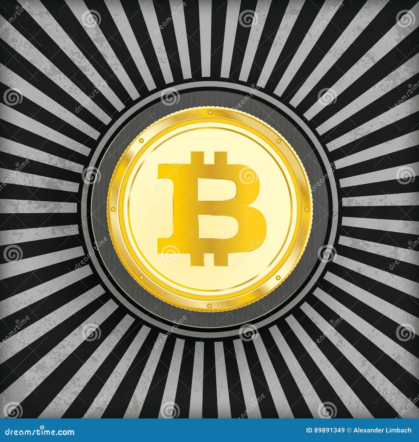 Sun retro Bitcoin de oro ilustración del vector. Ilustración de dinero ...