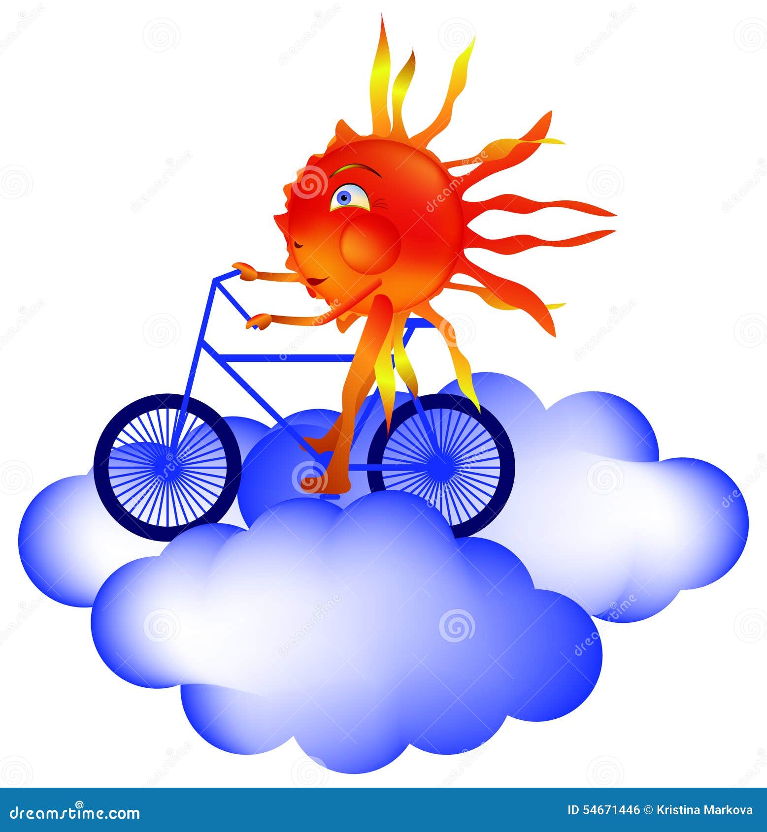 The Sun Rides a Bicycle through the Clouds Stock Vector - Illustration ...