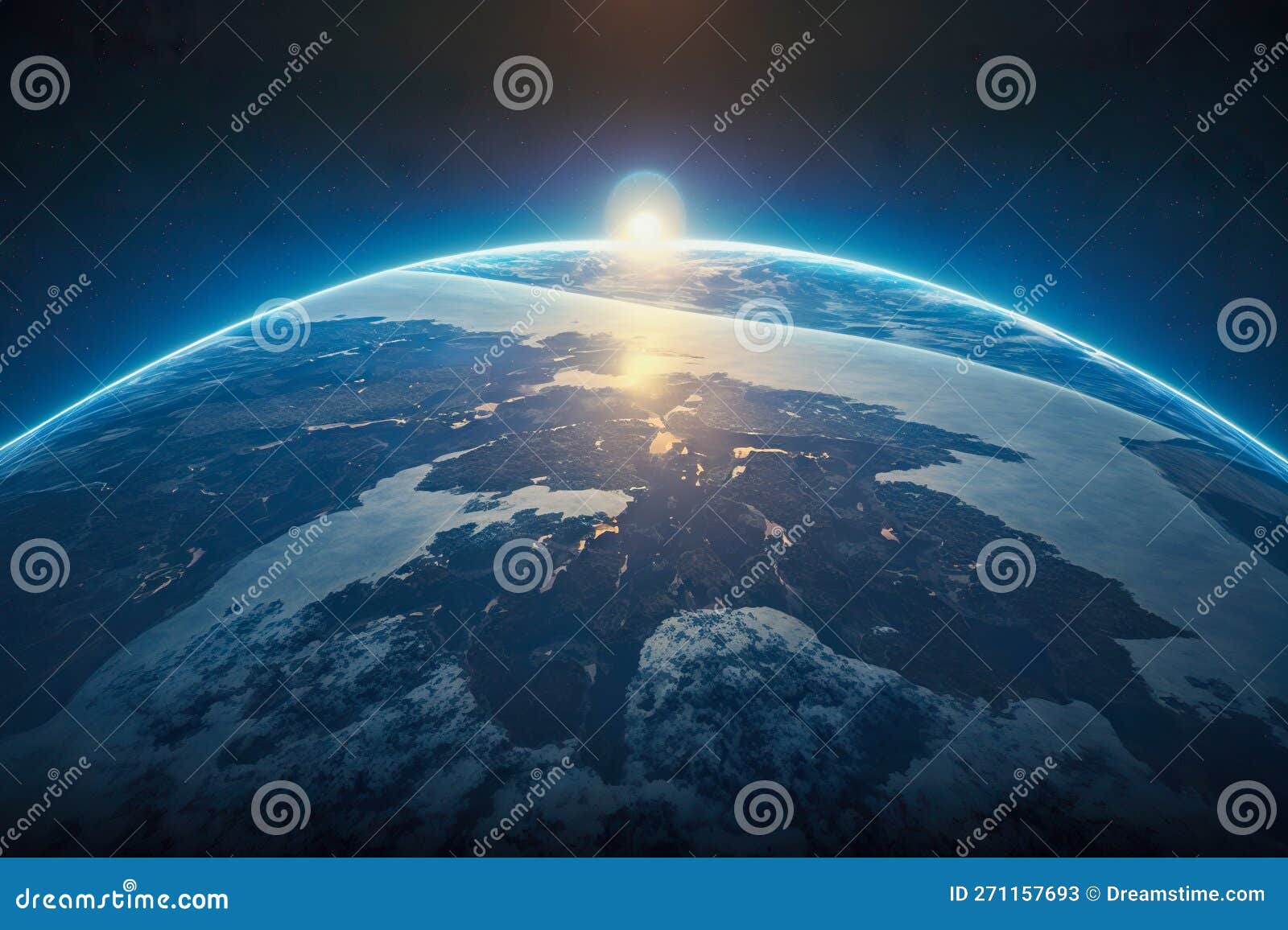 Sun Rise on the Earth Horizon Stock Illustration - Illustration of ...
