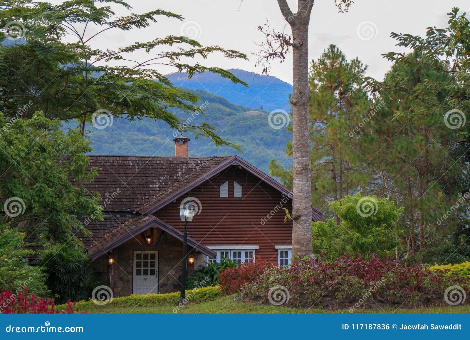 Sun rise Mountain Home stock photo. Image of calm, architecture - 117187836
