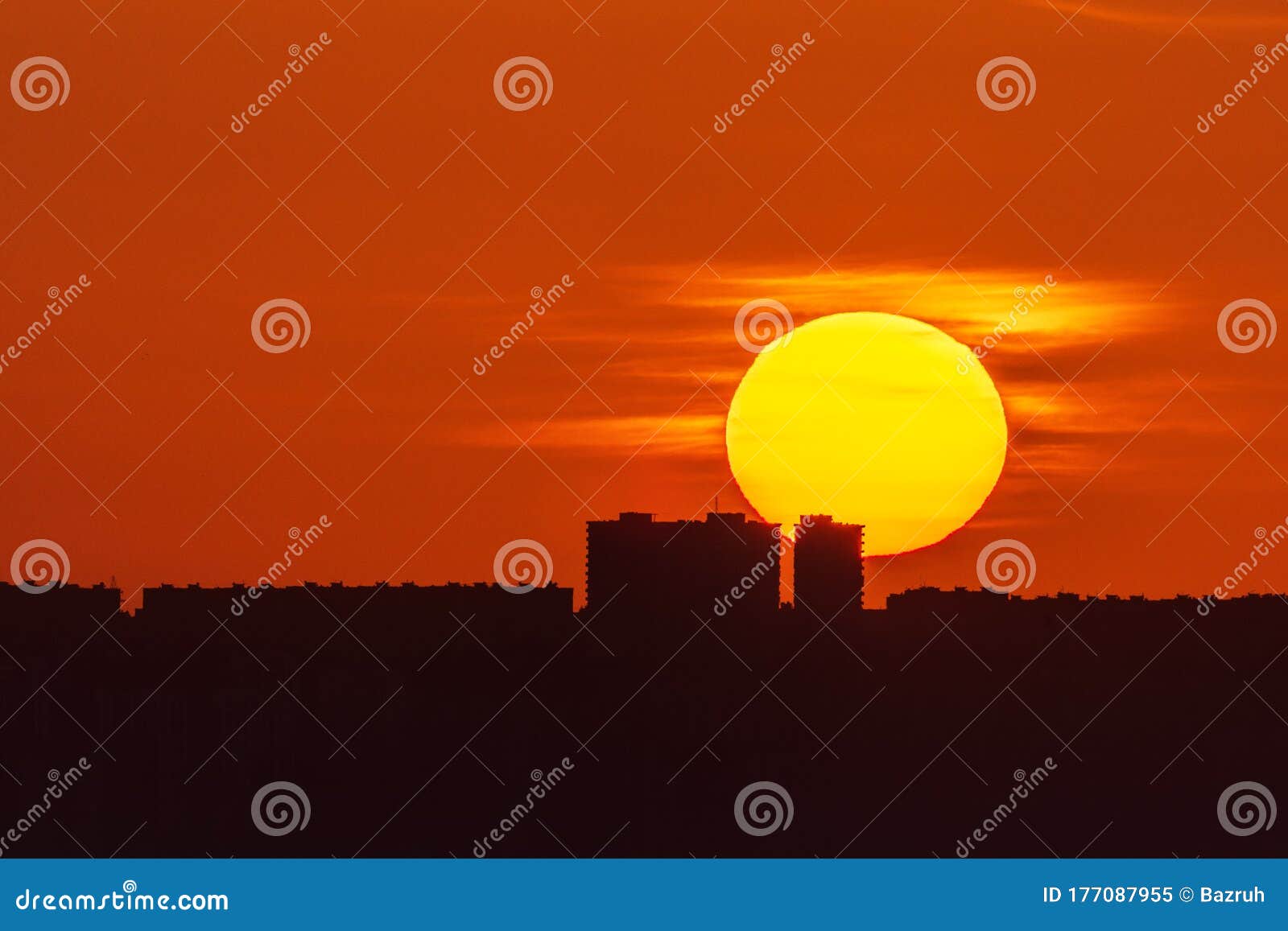 Sun rise over city stock image. Image of bright, outdoor - 177087955