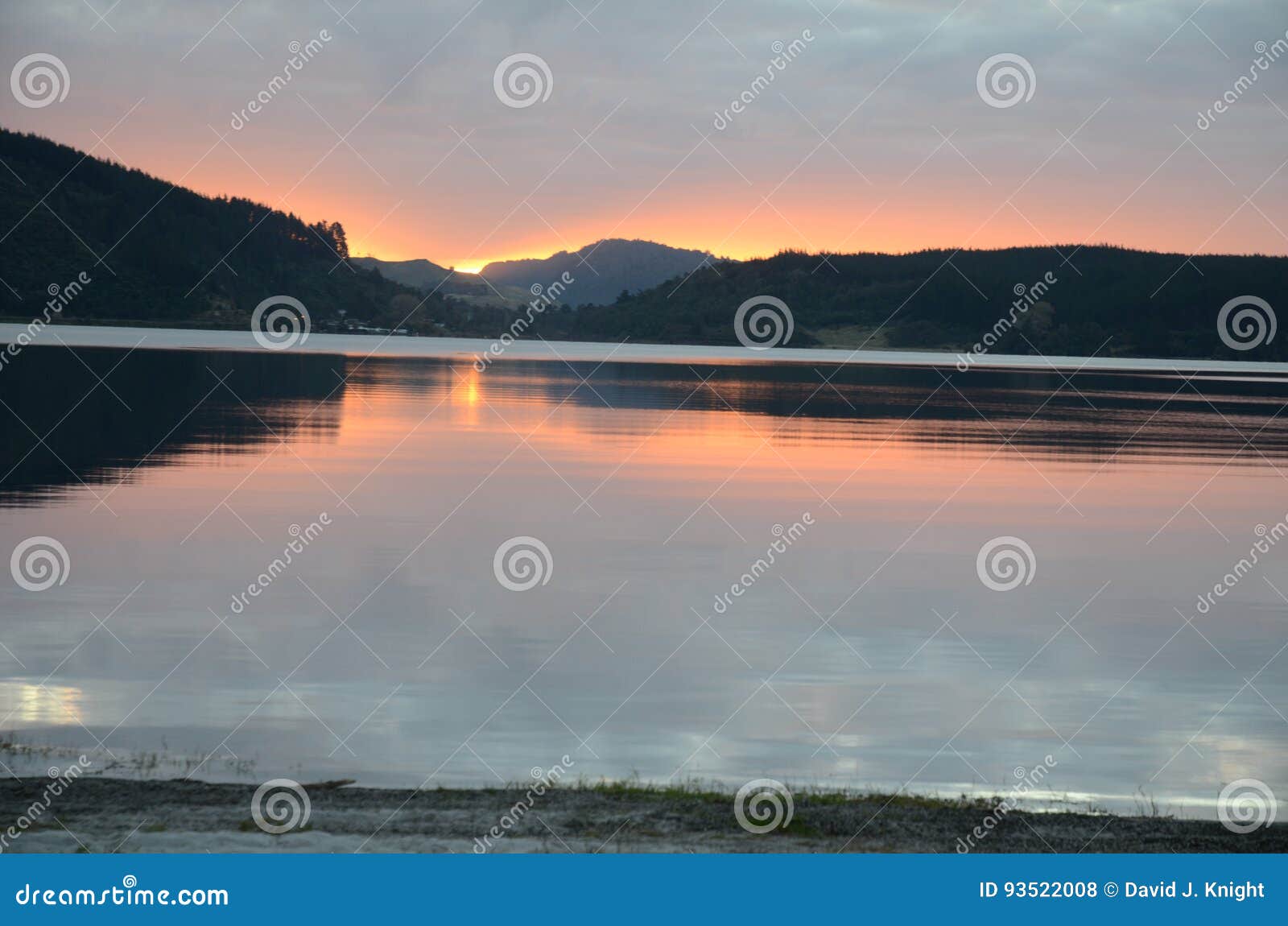 Sun Rise Over Lake stock photo. Image of shine, reflection - 93522008