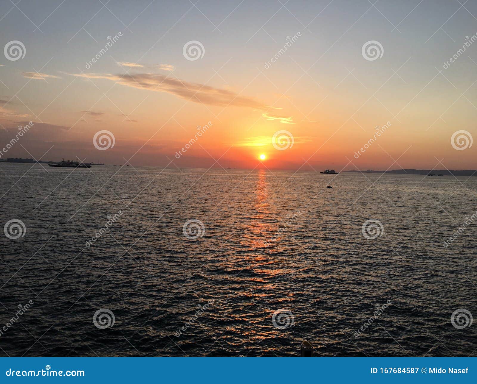 Sun rise over the sea stock image. Image of amazing - 167684587