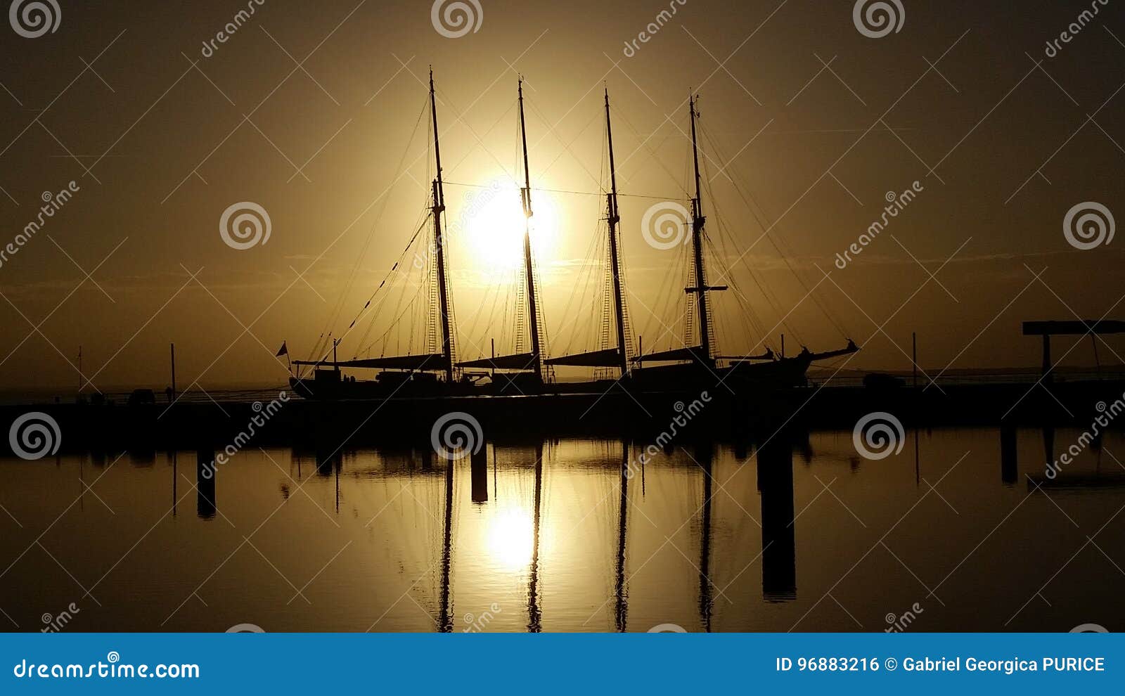 Sun Rise and Sailing Vessel Stock Photo - Image of pier, sailing: 96883216