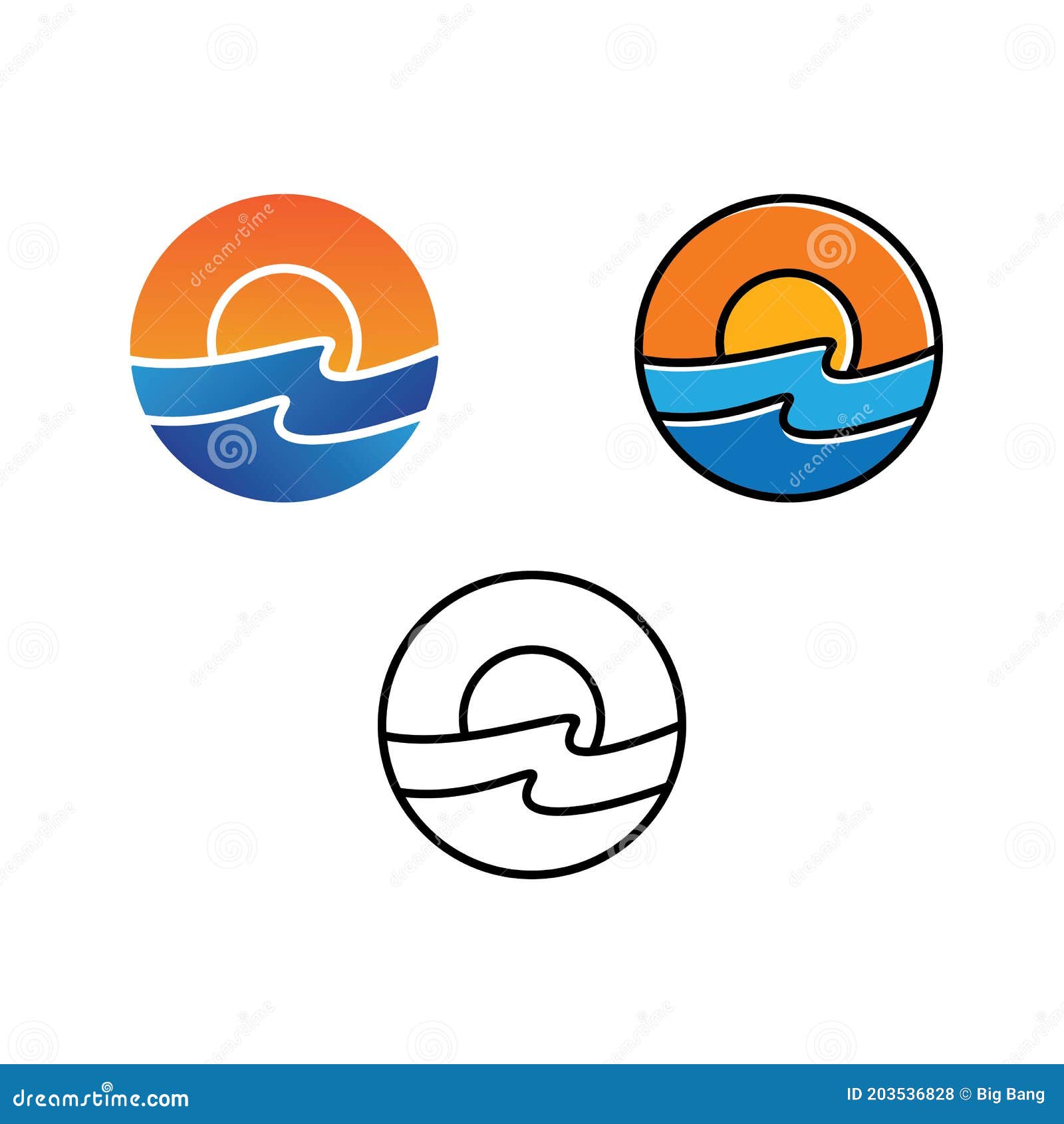 Sun Rise, Water Wave Icon Vector Template Stock Vector - Illustration ...