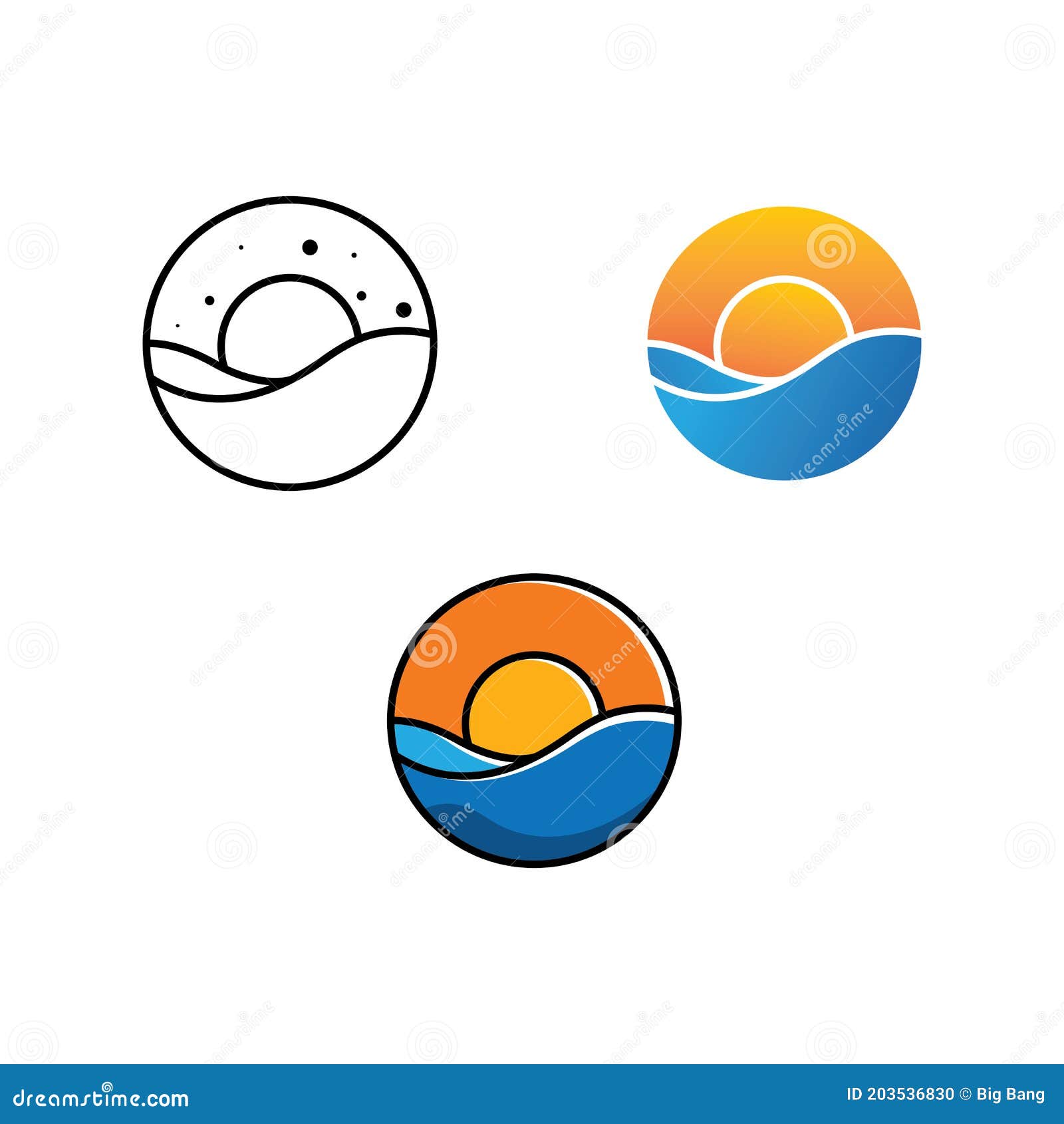 Sun Rise, Water Wave Icon Vector Template Stock Vector - Illustration ...