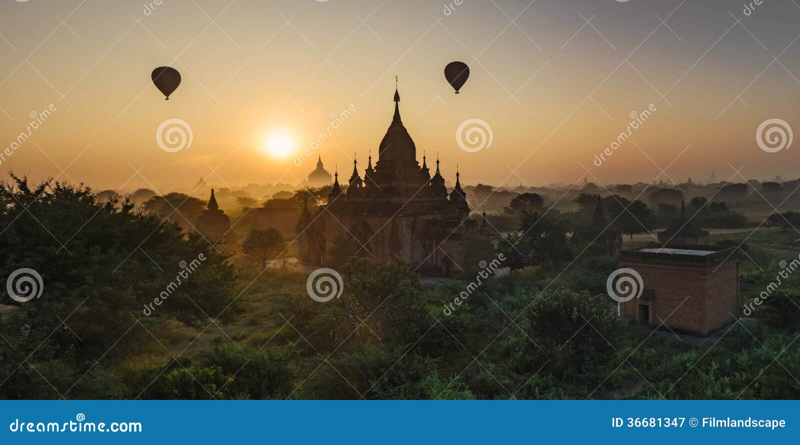 Sun Rises in Bagan, Myanmar Stock Image - Image of kingdom, fantastic ...