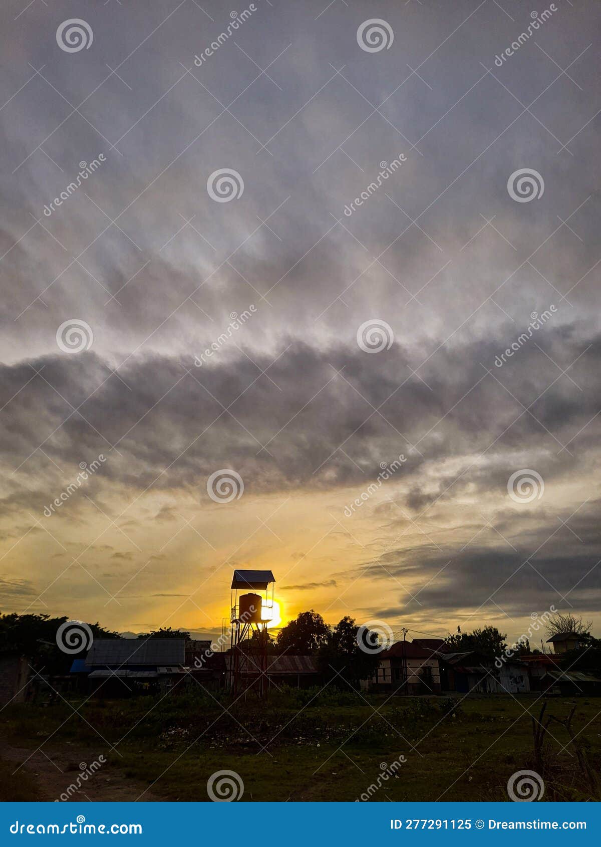 The Sun Rises Behind the Water Reservoir Stock Image - Image of water ...