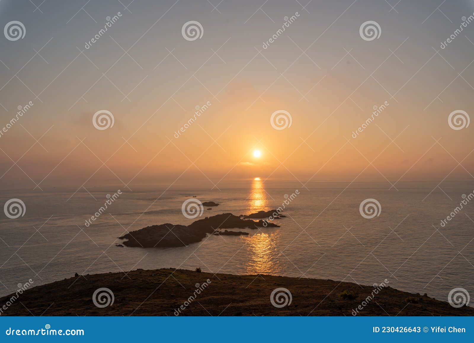 The Sun Rises from an Island in the Ocean Stock Image - Image of clouds ...