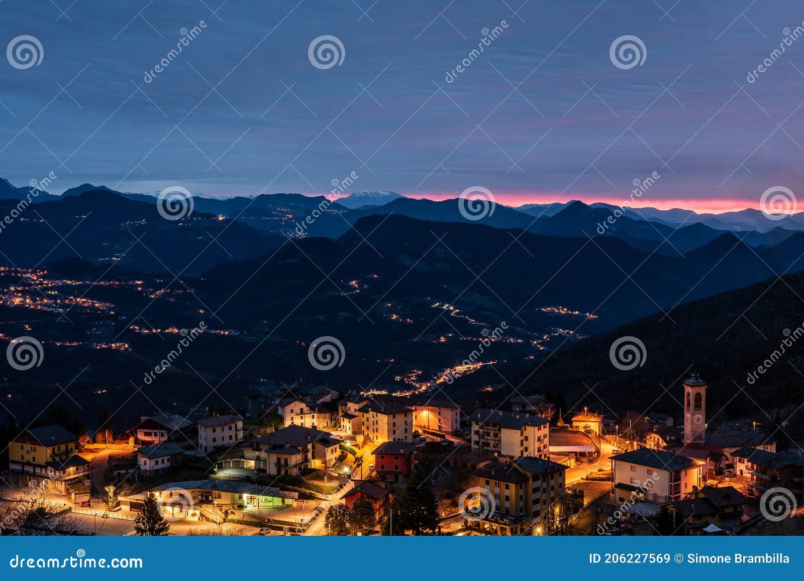 The Sun Rises Over a Small Mountain Village Stock Image - Image of ...