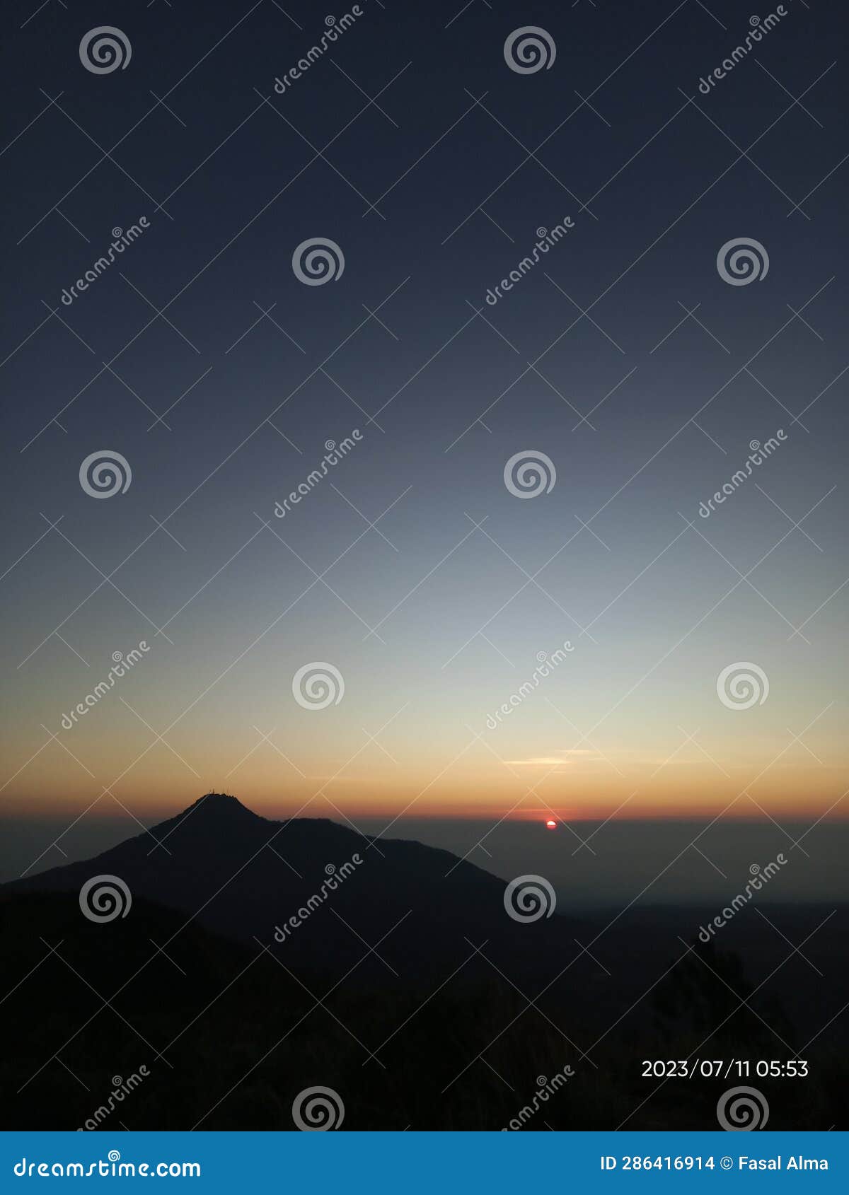 The Sun Rises on the Top of the Mountain Stock Photo - Image of evening ...