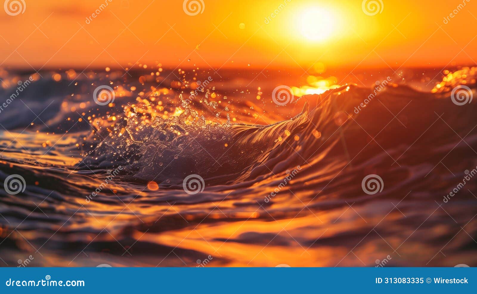 Sun Rises on the Water in the Middle of a Wave Stock Illustration ...