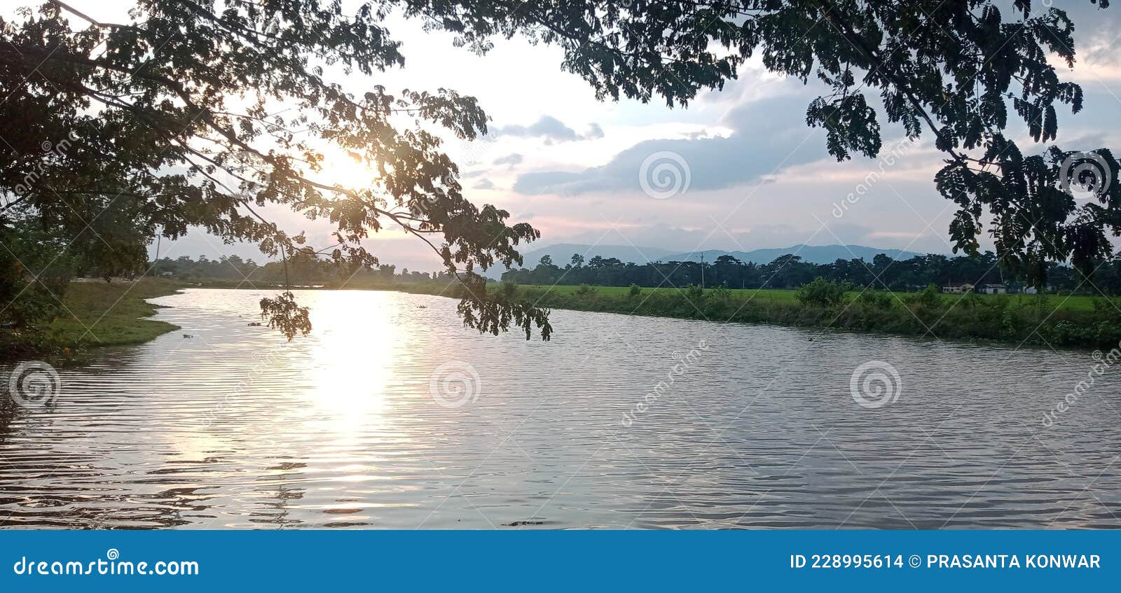 Sun rises in the west stock photo. Image of reflection - 228995614