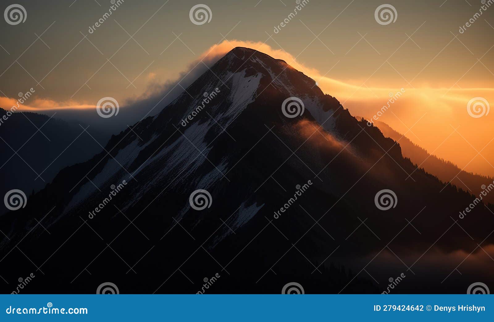 Sun Rising Over Hill with Clouds Below Stock Illustration ...