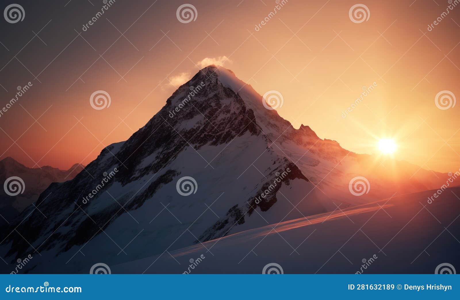Sun Rising Over Hill with Clouds Below Stock Illustration ...