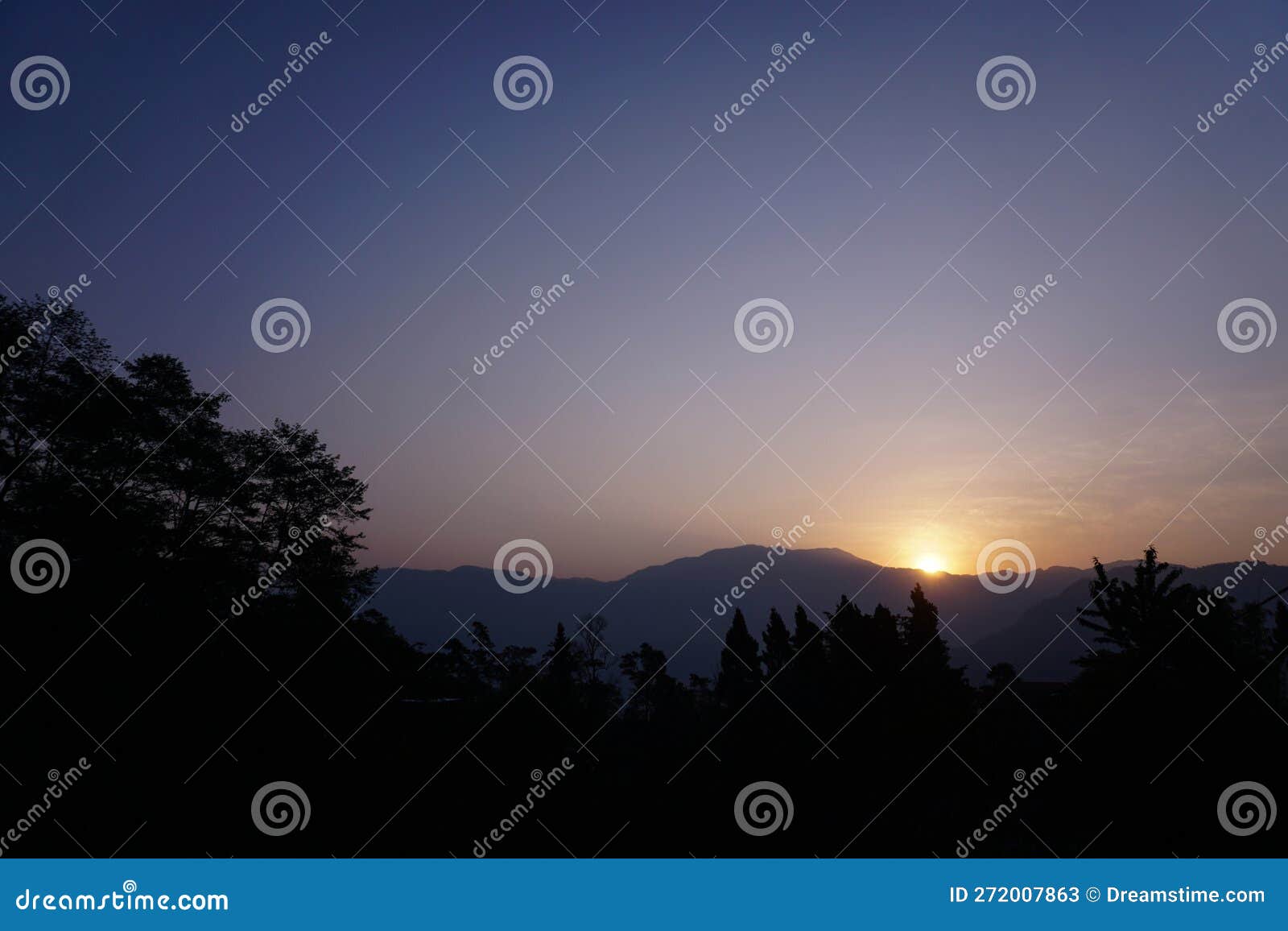 The Sun is Rising Over the Mountain. Stock Image - Image of reflection ...
