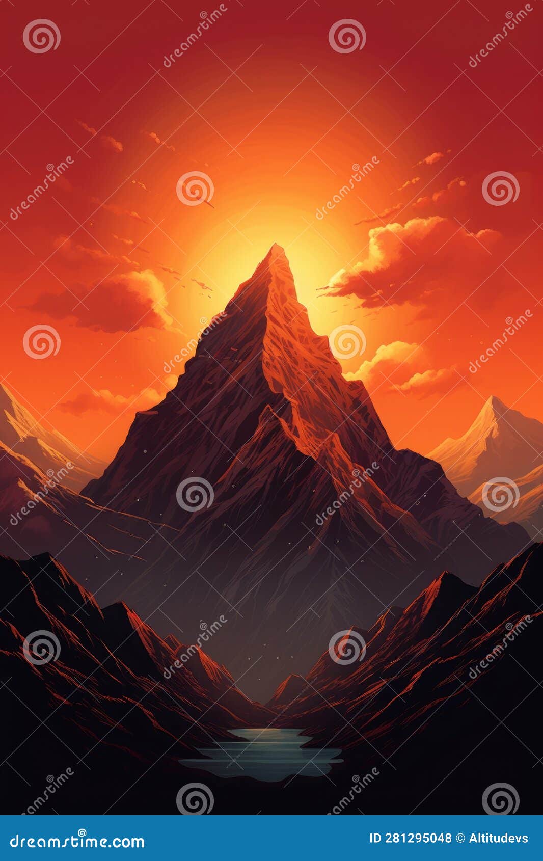 Sun Rising Over Mountain Peak, Symbolizing Success Stock Illustration ...