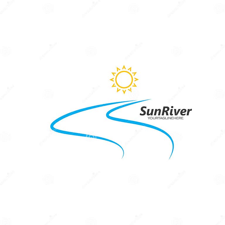 Sun River Logo Icon Vector Illustration Stock Vector - Illustration of ...