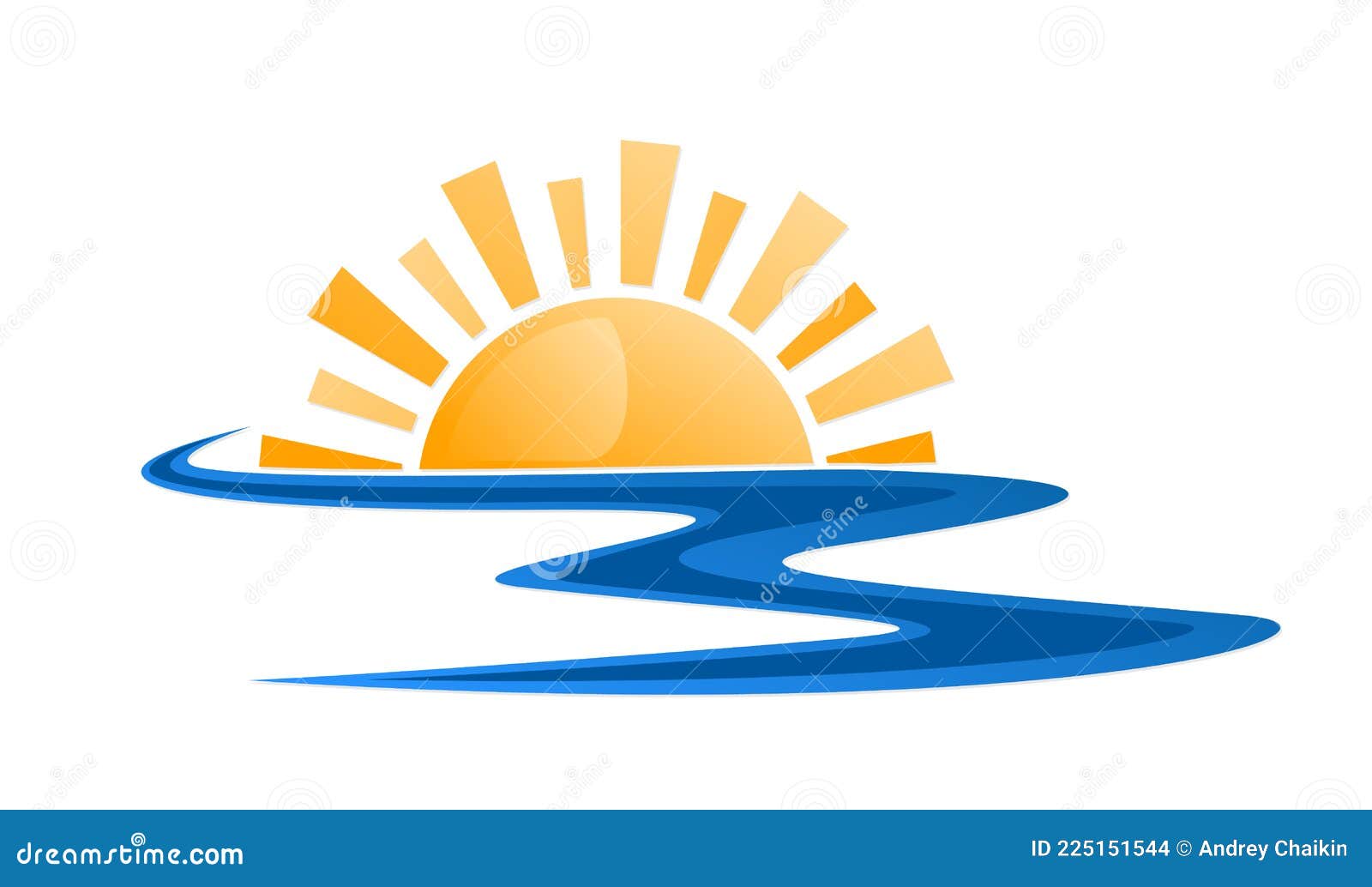 Sun and River Symbol. stock vector. Illustration of logo - 225151544