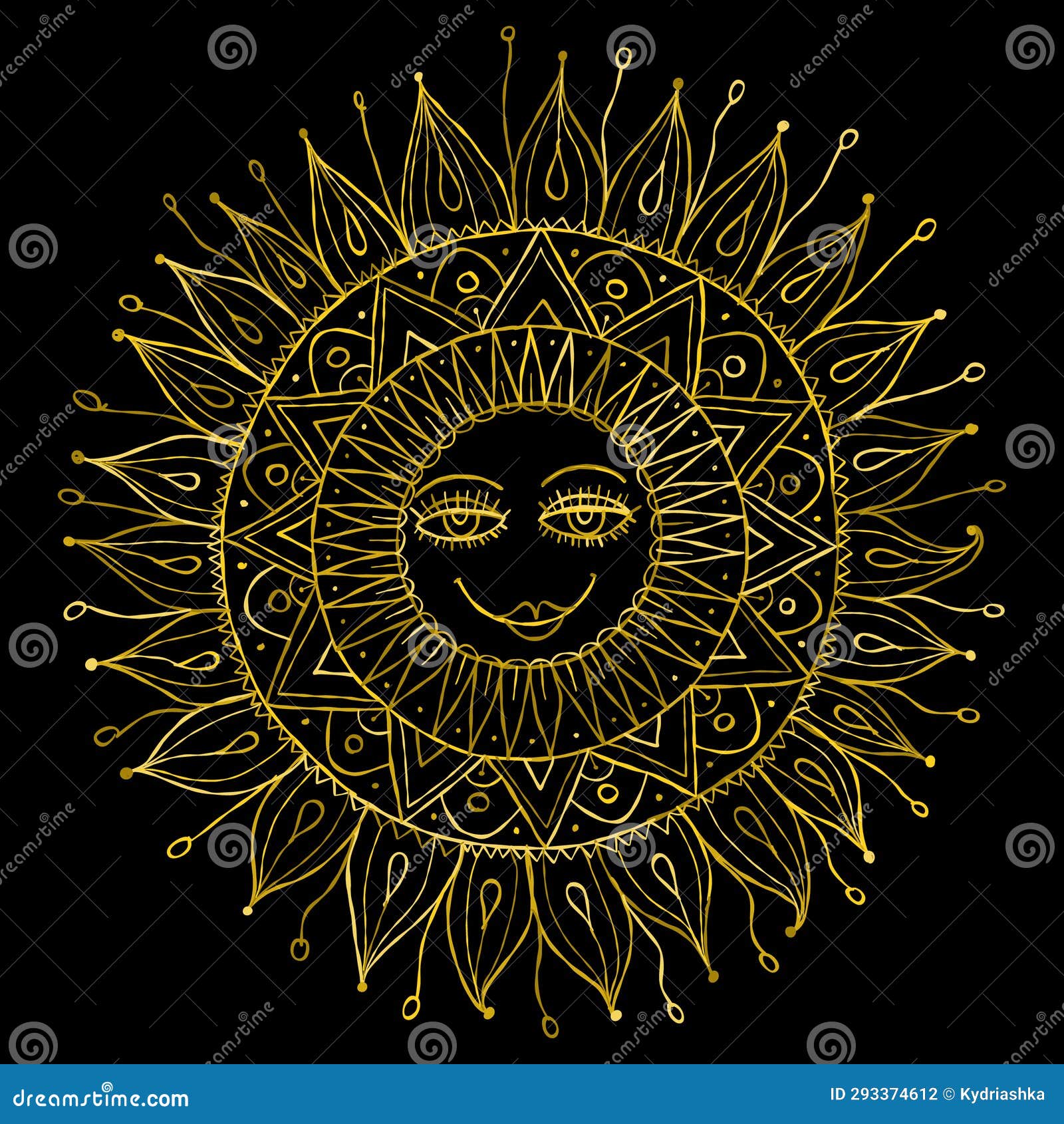 Sun. Round Lace Frame in Mandala Style for Your Design Stock Vector ...