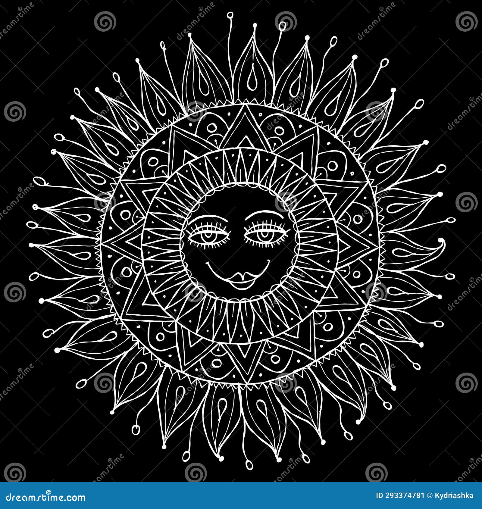 Sun. Round Lace Frame in Mandala Style for Your Design Stock Vector ...