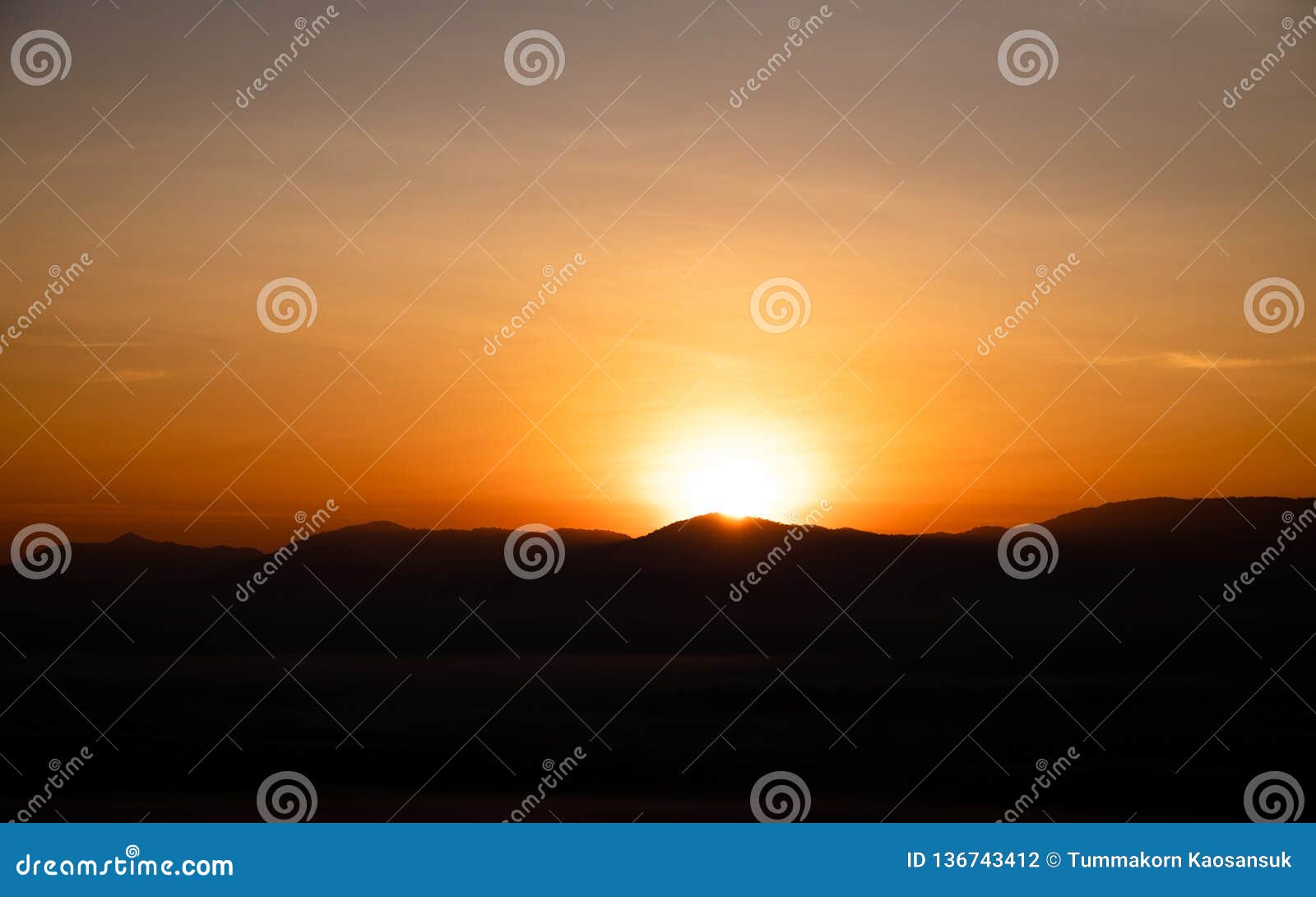 The Sun`s Image is Going Up into the Sky and is Shining in Orange ...