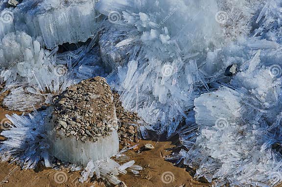 The Sun S Rays Break Down Ice Monoliths into Sharp Rays. Stock Photo ...