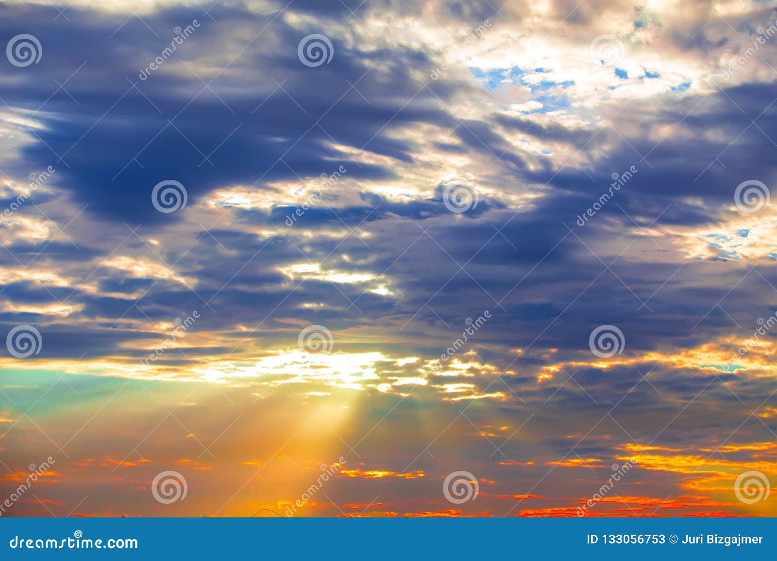 Sun S Rays through the Evening Clouds Stock Image - Image of rays ...