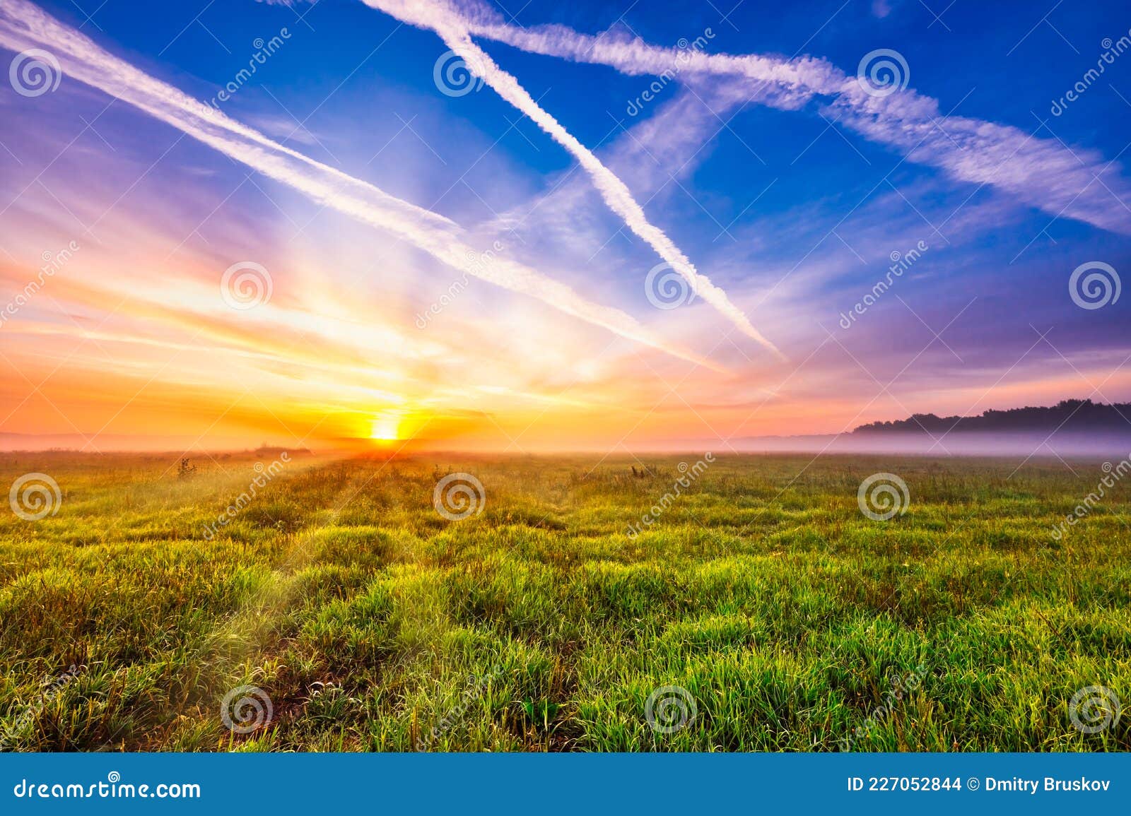 The Sun`s Rays in the Field at Sunrise Stock Photo - Image of landscape ...