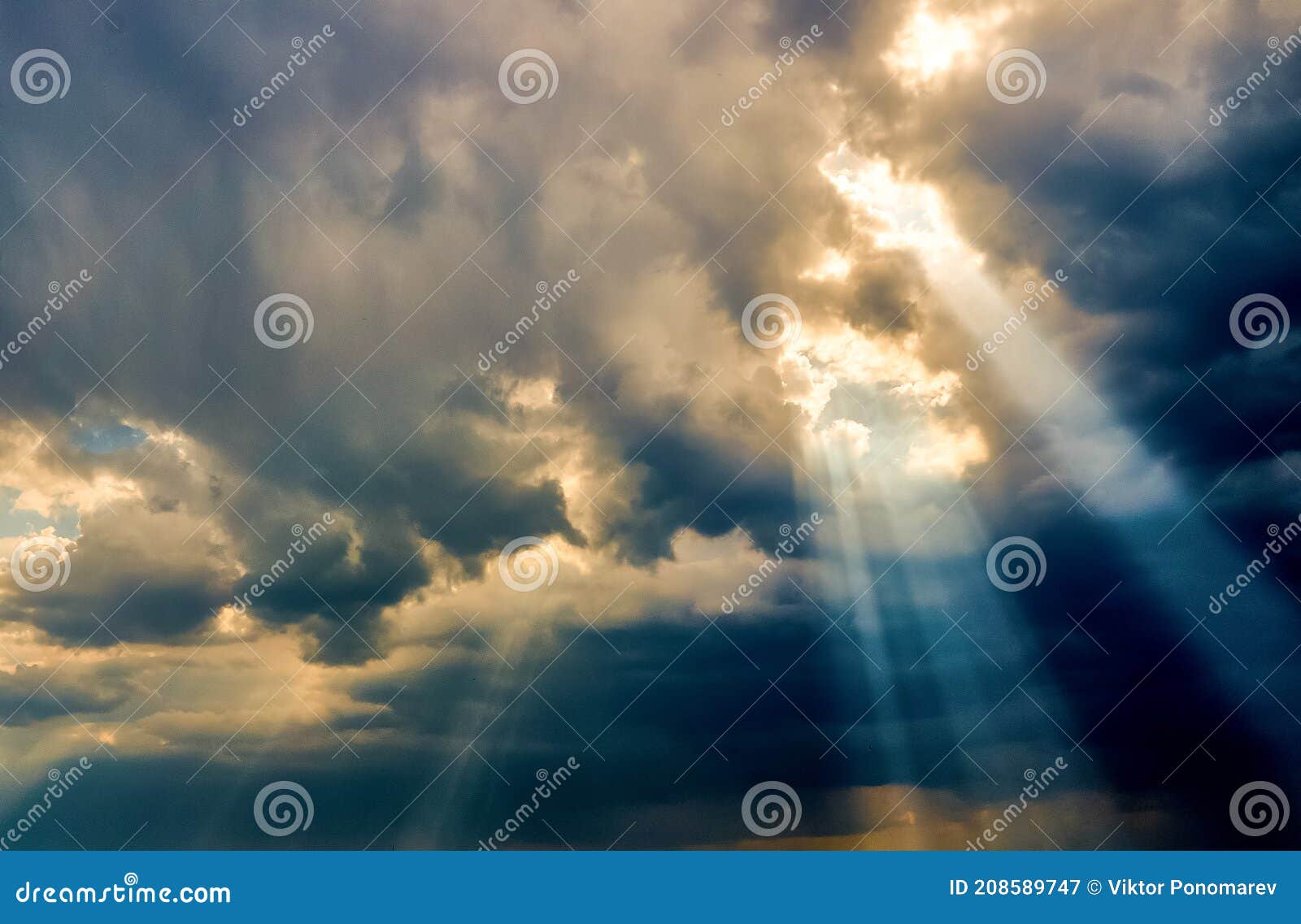 The Rays of the Sun through the Clouds. Stock Image - Image of nature ...