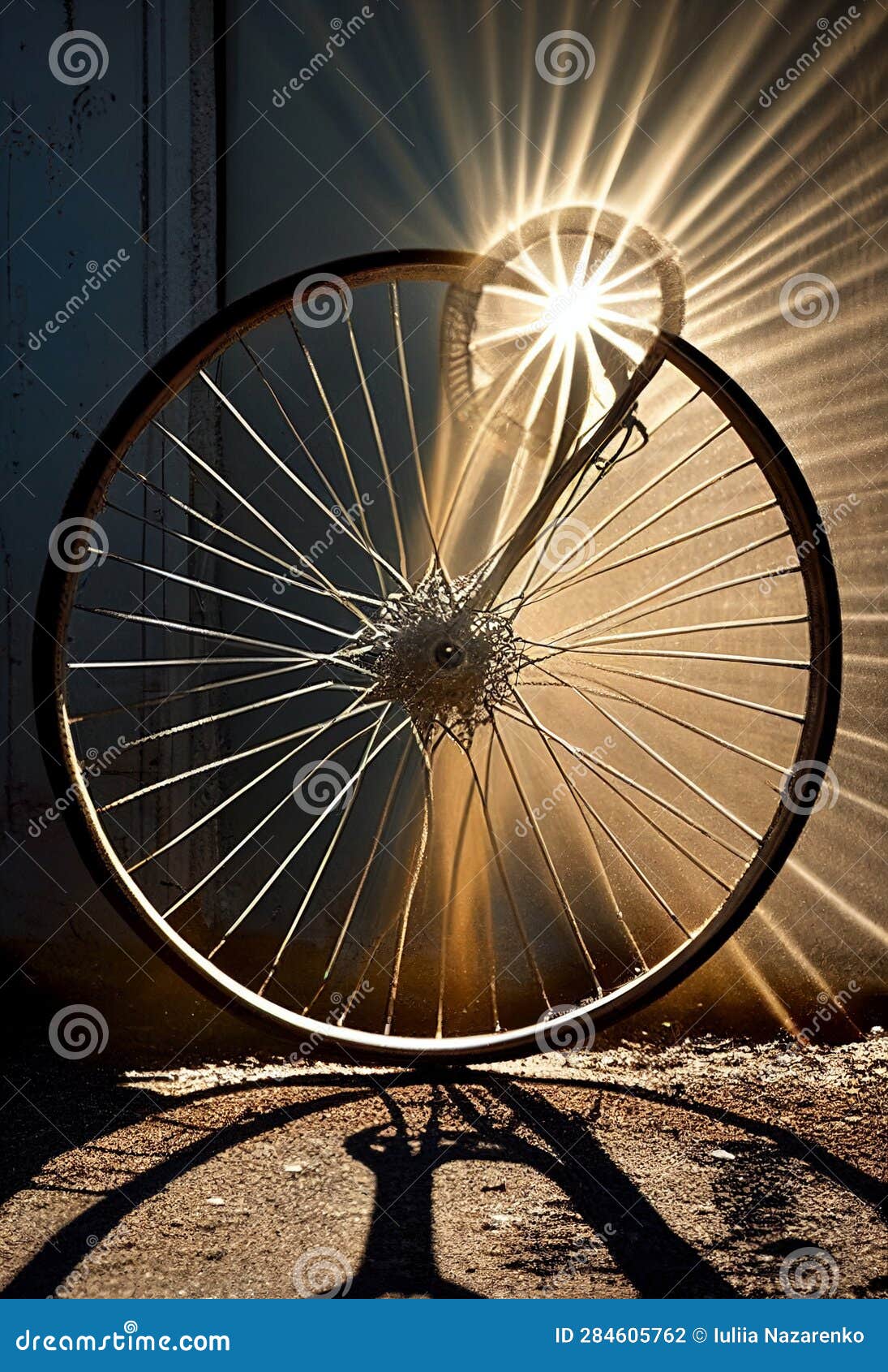 The Sun S Rays Pass through the Spokes on a Bicycle Wheel. AI Generated ...