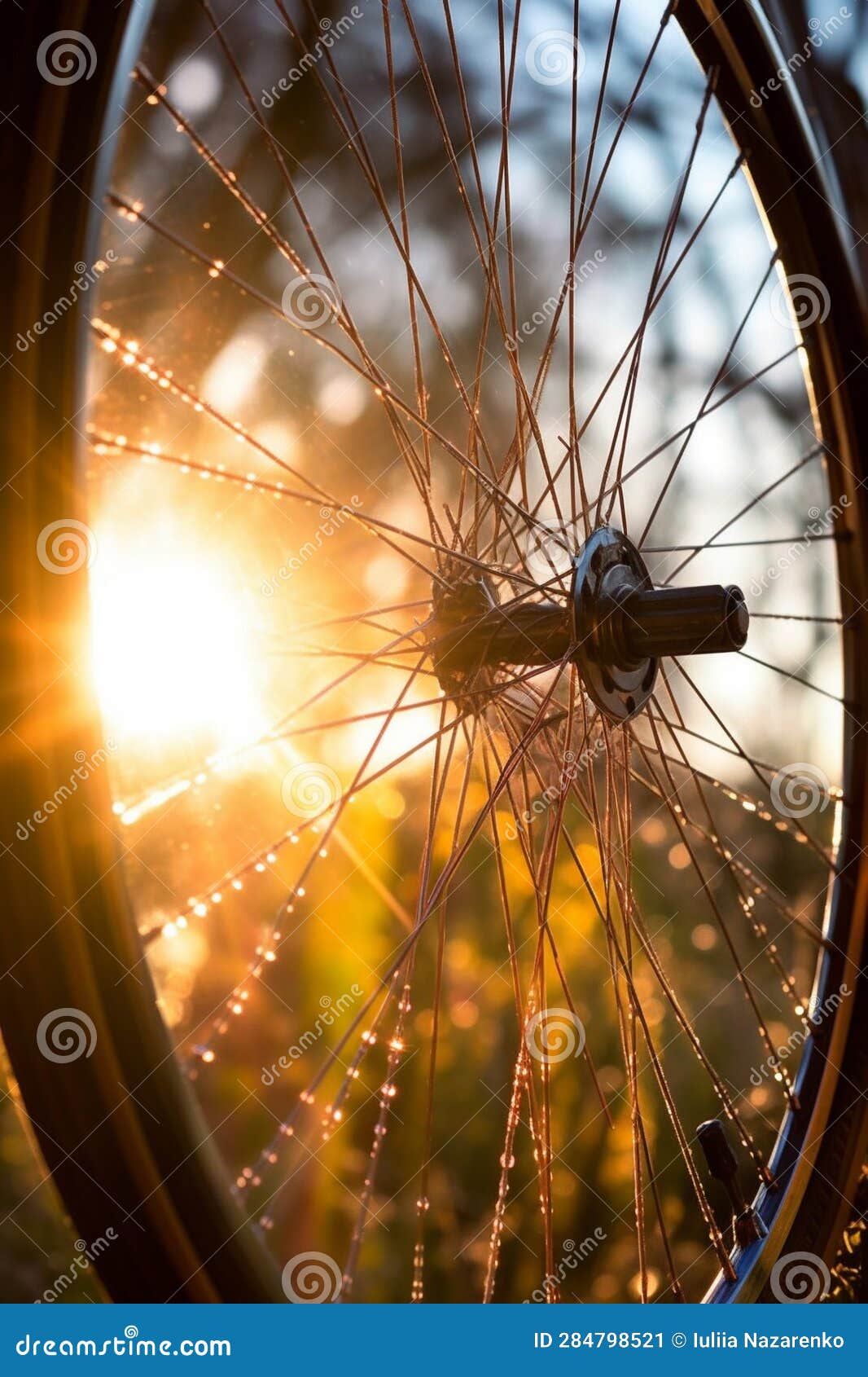 The Sun S Rays Pass through the Spokes on a Bicycle Wheel. AI Generated ...