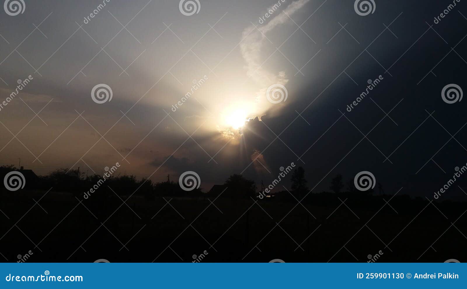 The Sun S Rays Shine from Behind the Clouds Stock Photo - Image of ...
