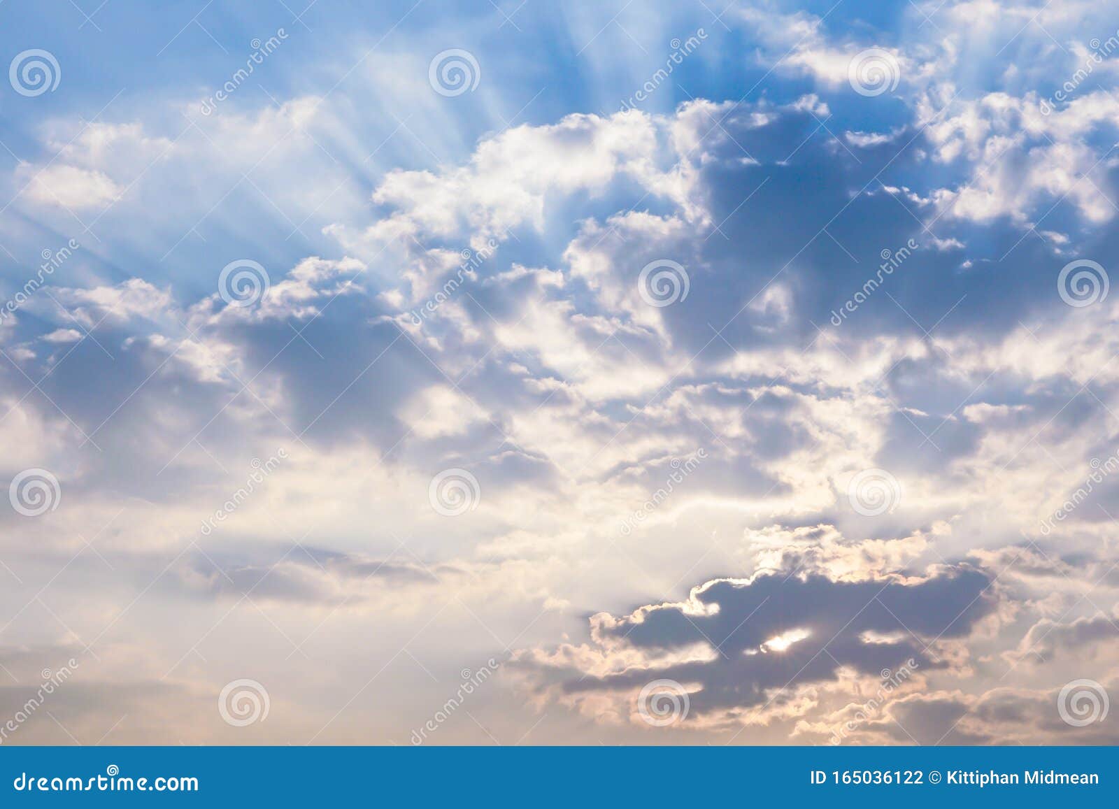 The Sun`s Rays Shine through the Clouds. Stock Photo - Image of sunset ...