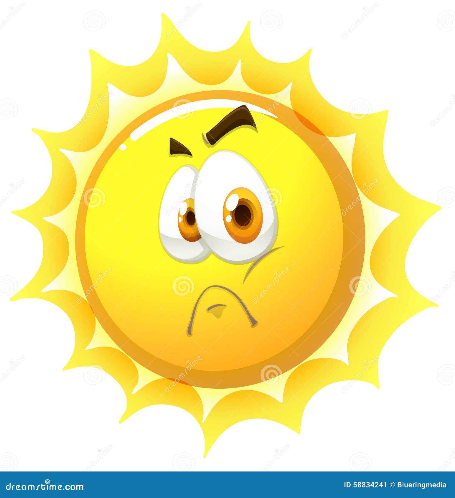 Sun With Sad Face Stock Vector - Image: 58834241