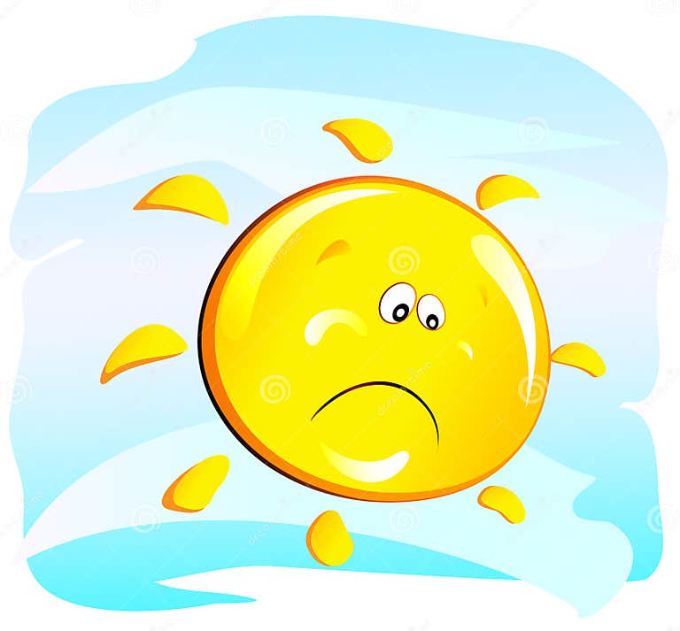 Sun (sad) stock vector. Illustration of face, cartoon - 65636633
