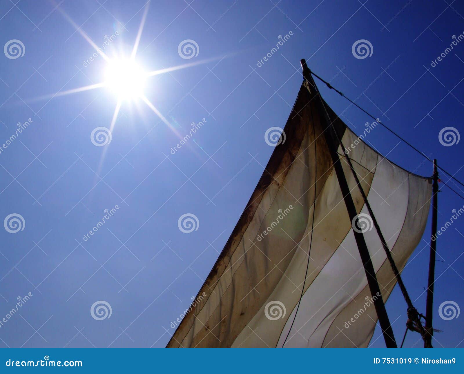 Sun and Sail stock image. Image of ship, mainsail, brown - 7531019