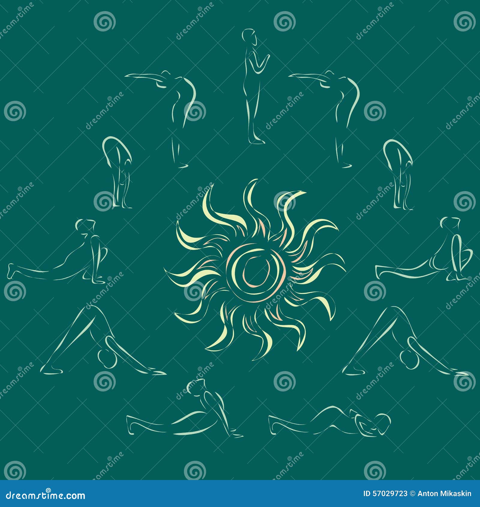 Sun Salutation Vector | CartoonDealer.com #57029723
