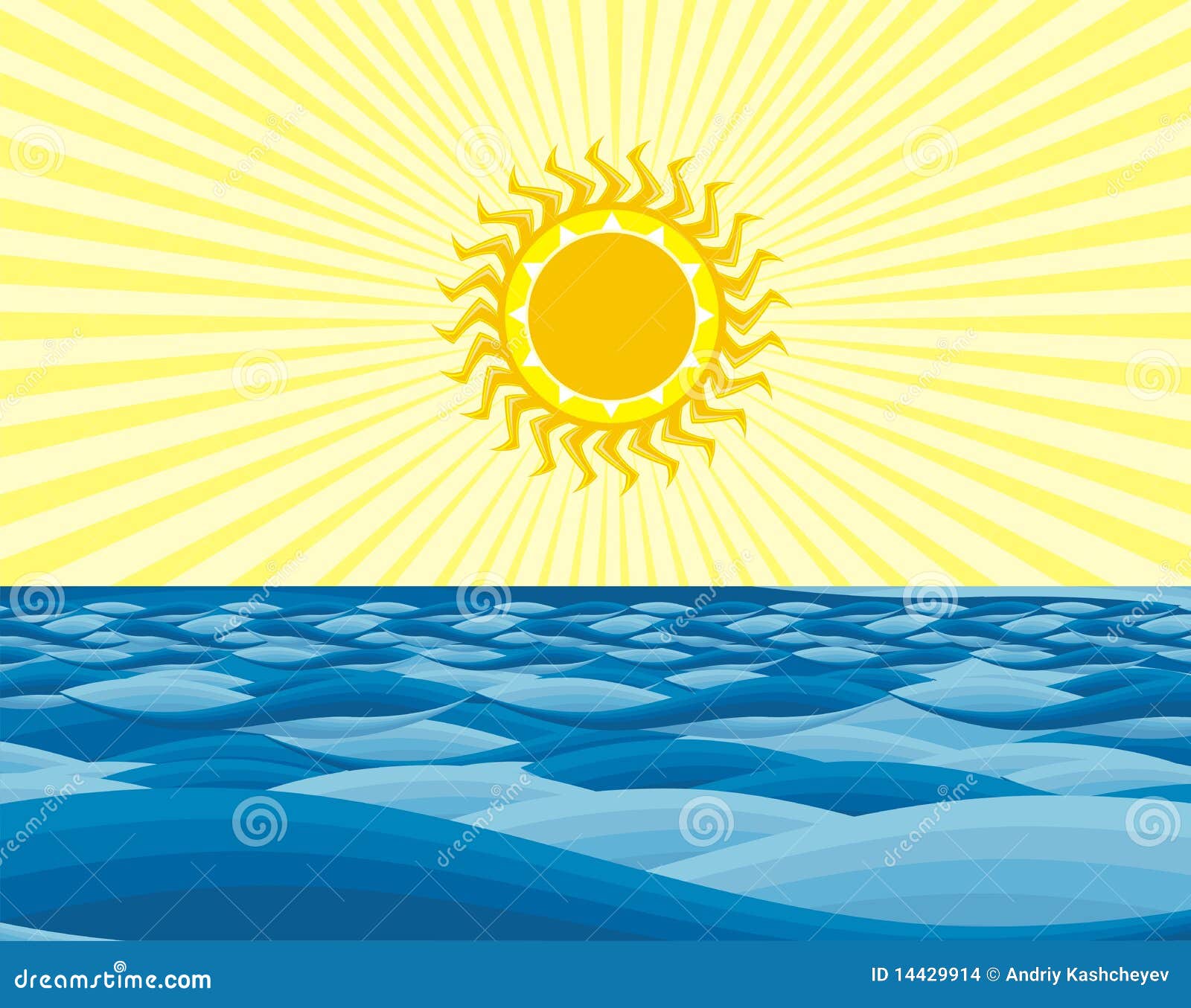 Sun and sea stock illustration. Illustration of design - 14429914