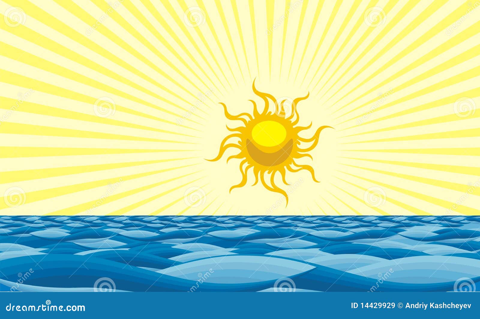 Sun and sea stock illustration. Illustration of element - 14429929