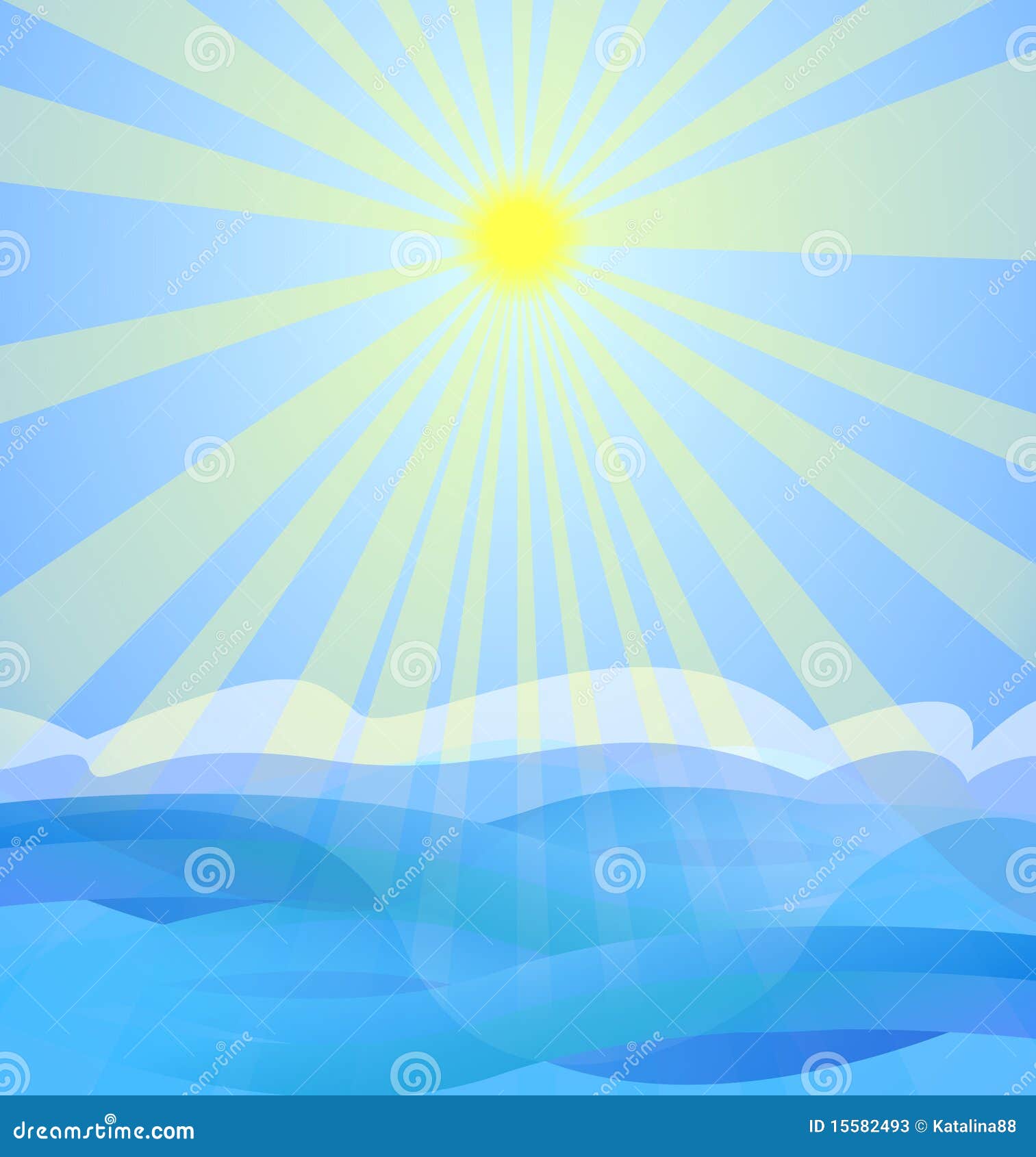 Sun and sea stock vector. Illustration of background - 15582493