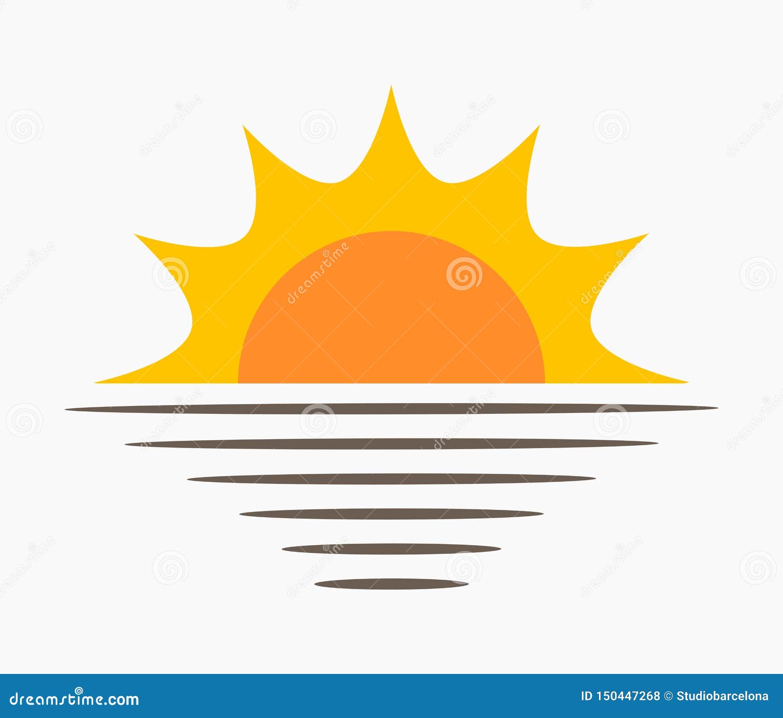Sun and sea icon stock vector. Illustration of element - 150447268