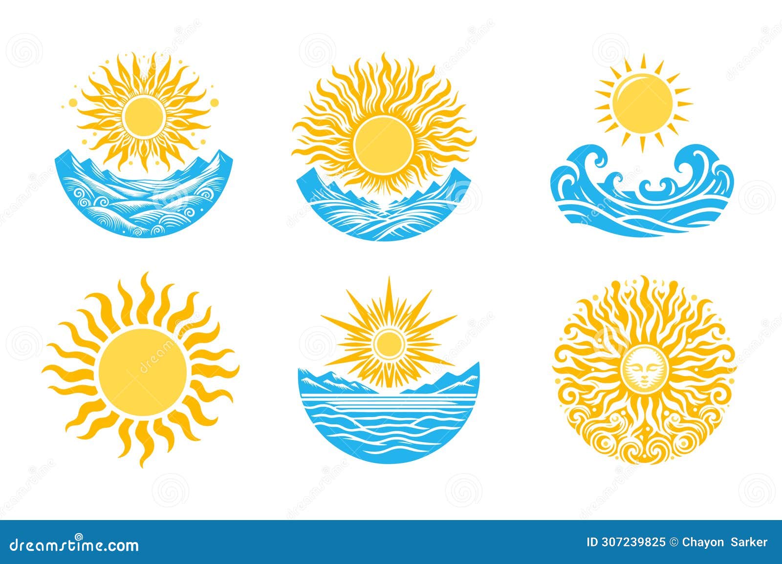 Sun and Sea Icon, Sun and Sea Vector Illustration Stock Vector ...