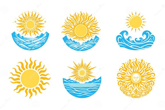 Sun and Sea Icon, Sun and Sea Vector Illustration Stock Vector ...